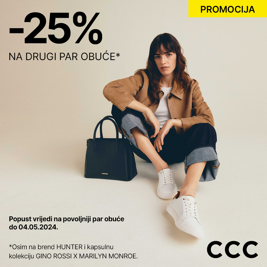25% popusta na drugi par obuće – Mall of Split